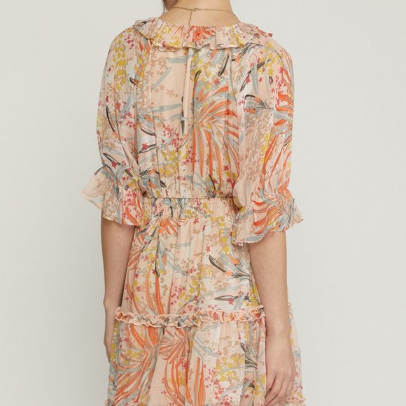 entro | Dresses | Nwt Entro Coral Print Dress With Ruffle Detail And ...